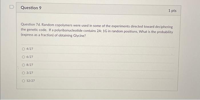 Solved Question 7d. Random copolymers were used in some of | Chegg.com