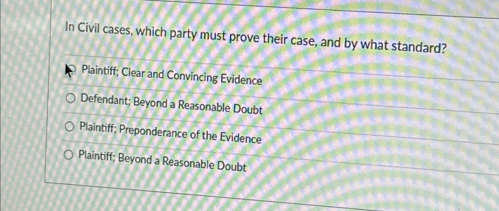 Solved In Civil cases, which party must prove their case, | Chegg.com
