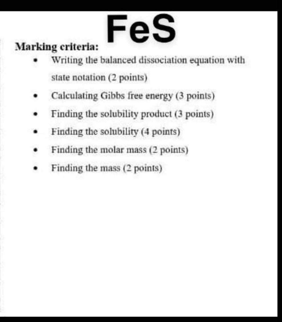Solved Fes Marking criteria: Writing the balanced | Chegg.com