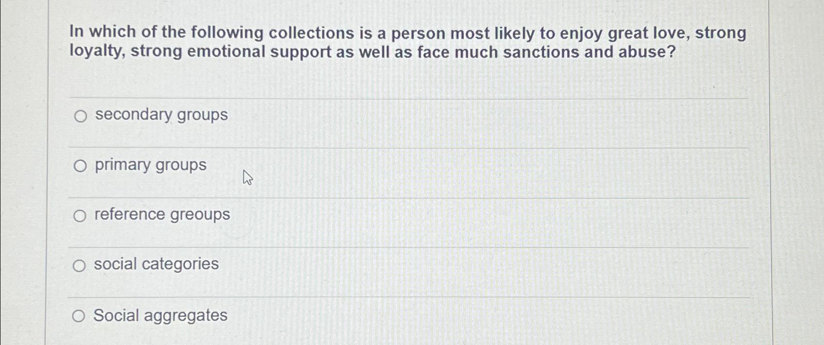Solved In which of the following collections is a person | Chegg.com