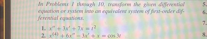 In Problems 1 through 10, transform the given | Chegg.com