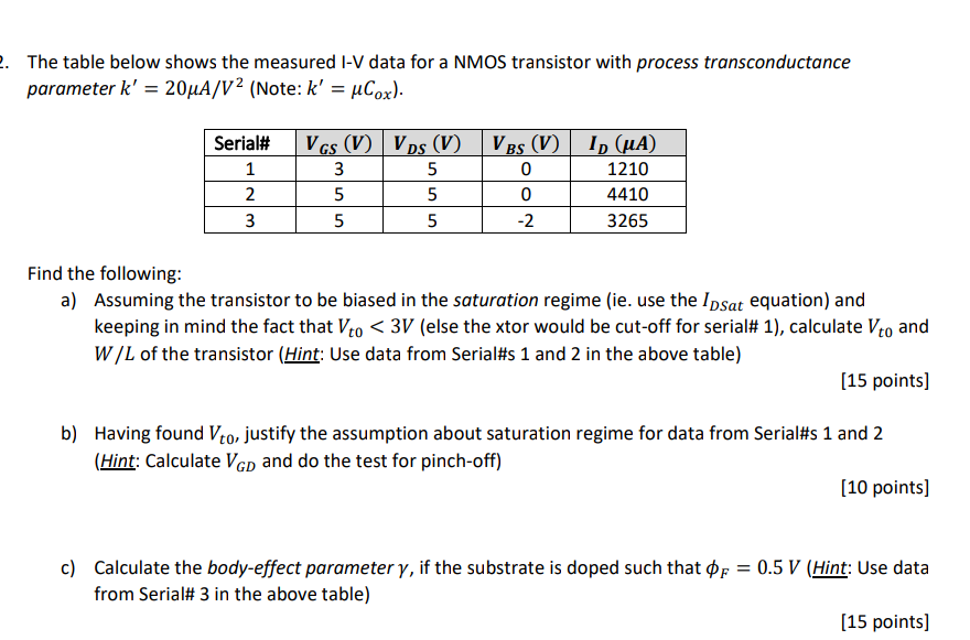 Solved The table below shows the measured I-V data for a | Chegg.com