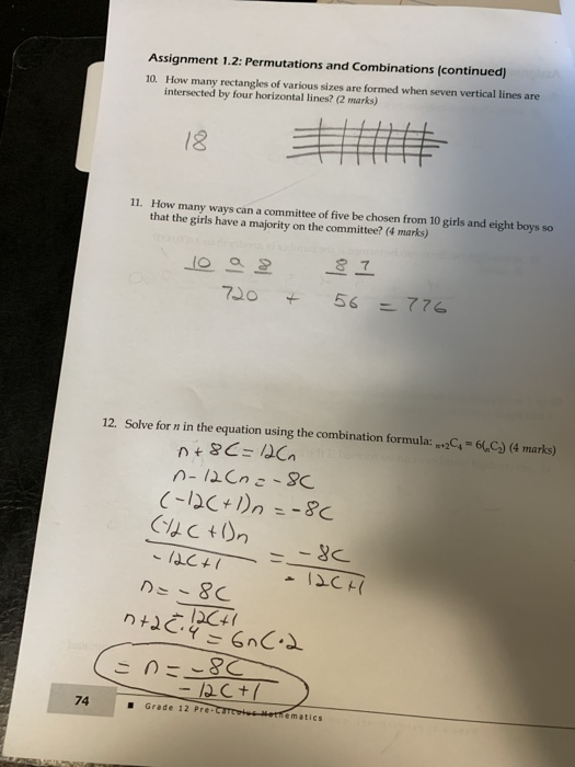 Solved Assignment 1.2: Permutations and Combinations | Chegg.com
