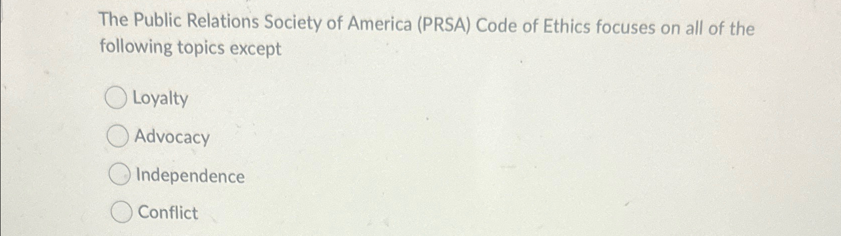 Solved The Public Relations Society of America (PRSA) ﻿Code | Chegg.com