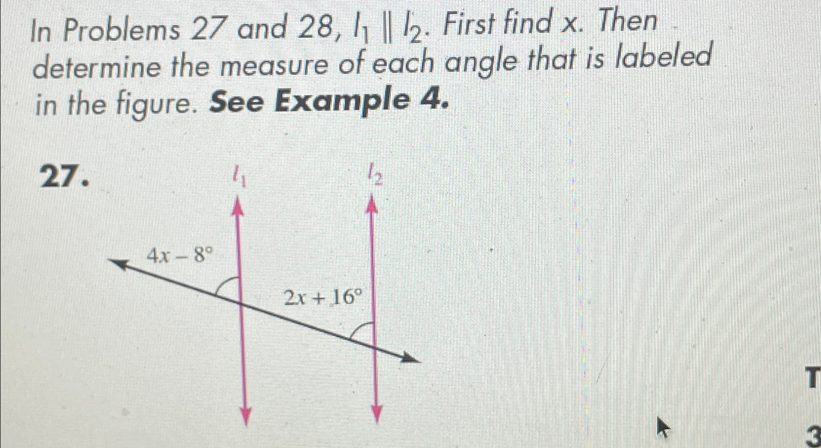 Solved In Problems 27 ﻿and 28,I1||I2. ﻿First find x. ﻿Then | Chegg.com
