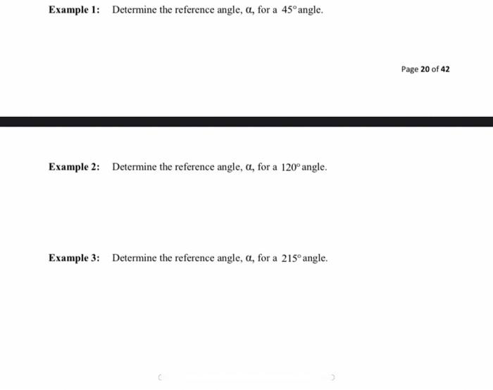 Solved Example 1: Determine the reference angle, α, for a | Chegg.com
