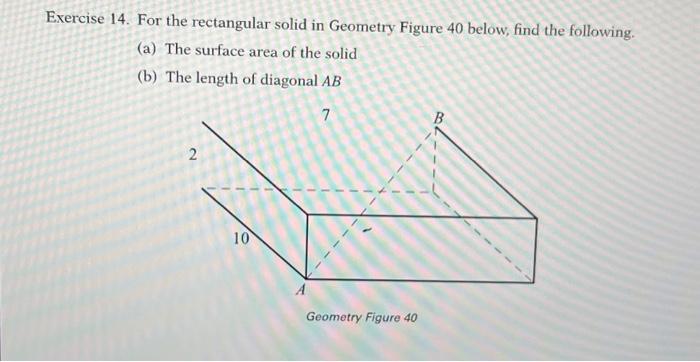 Solved Exercise 14. For the rectangular solid in Geometry | Chegg.com