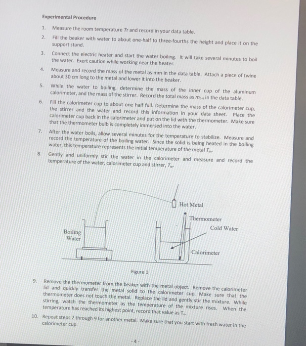 Solved Lab 1 Specific Heat Objective After completing this | Chegg.com
