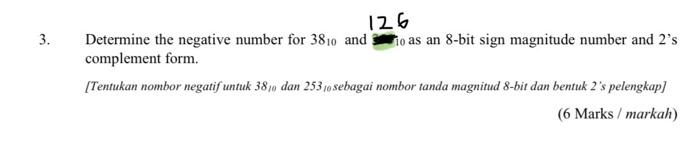 Solved Determine the negative number for 3810 and 30 as an | Chegg.com
