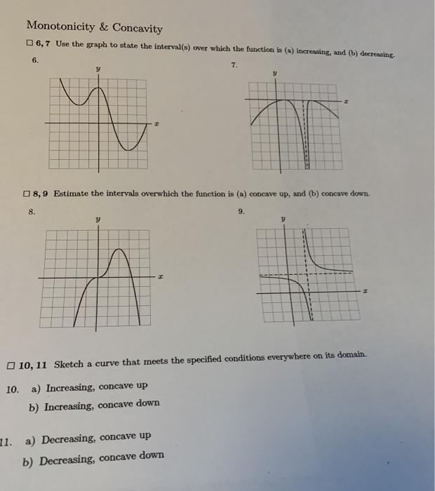 Solved Monotonicity & Concavity 6,7 Use the graph to state | Chegg.com