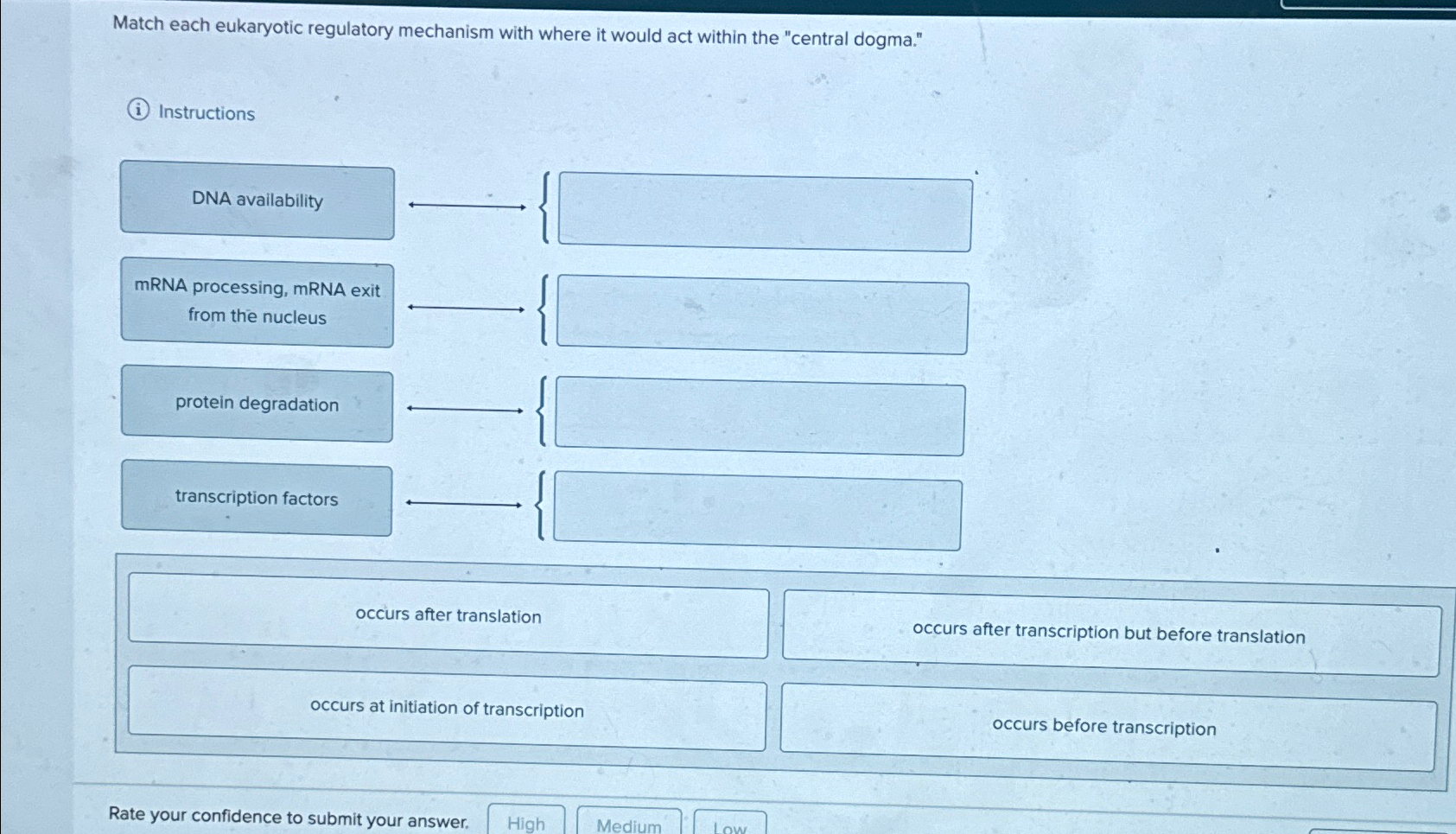 Solved Match each eukaryotic regulatory mechanism with where | Chegg.com