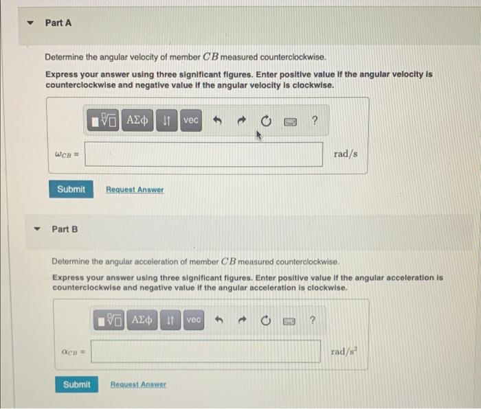 Solved Member AB has the angular velocity WAB = 3 rad/s and | Chegg.com