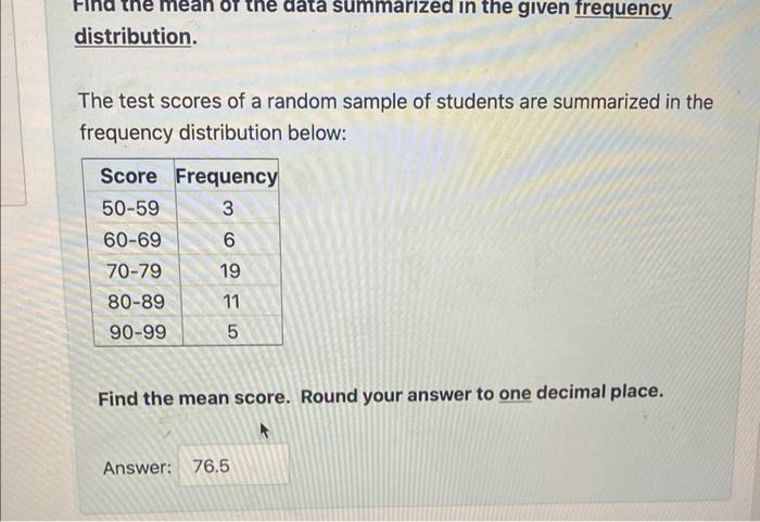 Solved distribution. The test scores of a random sample of | Chegg.com