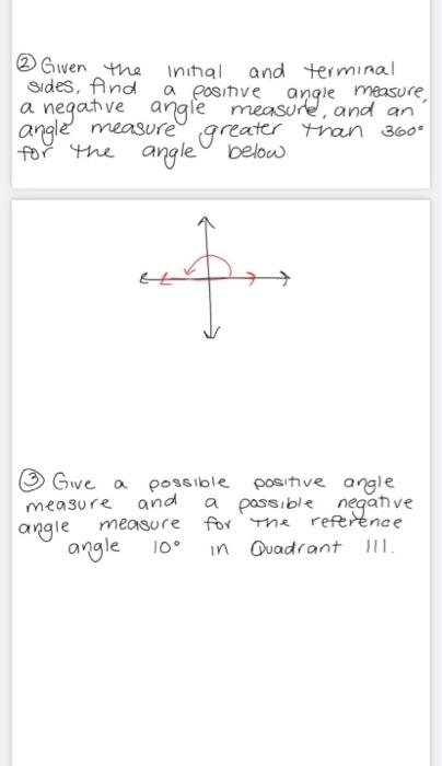 Solved 2 Given the initial and terminal sides, And a | Chegg.com