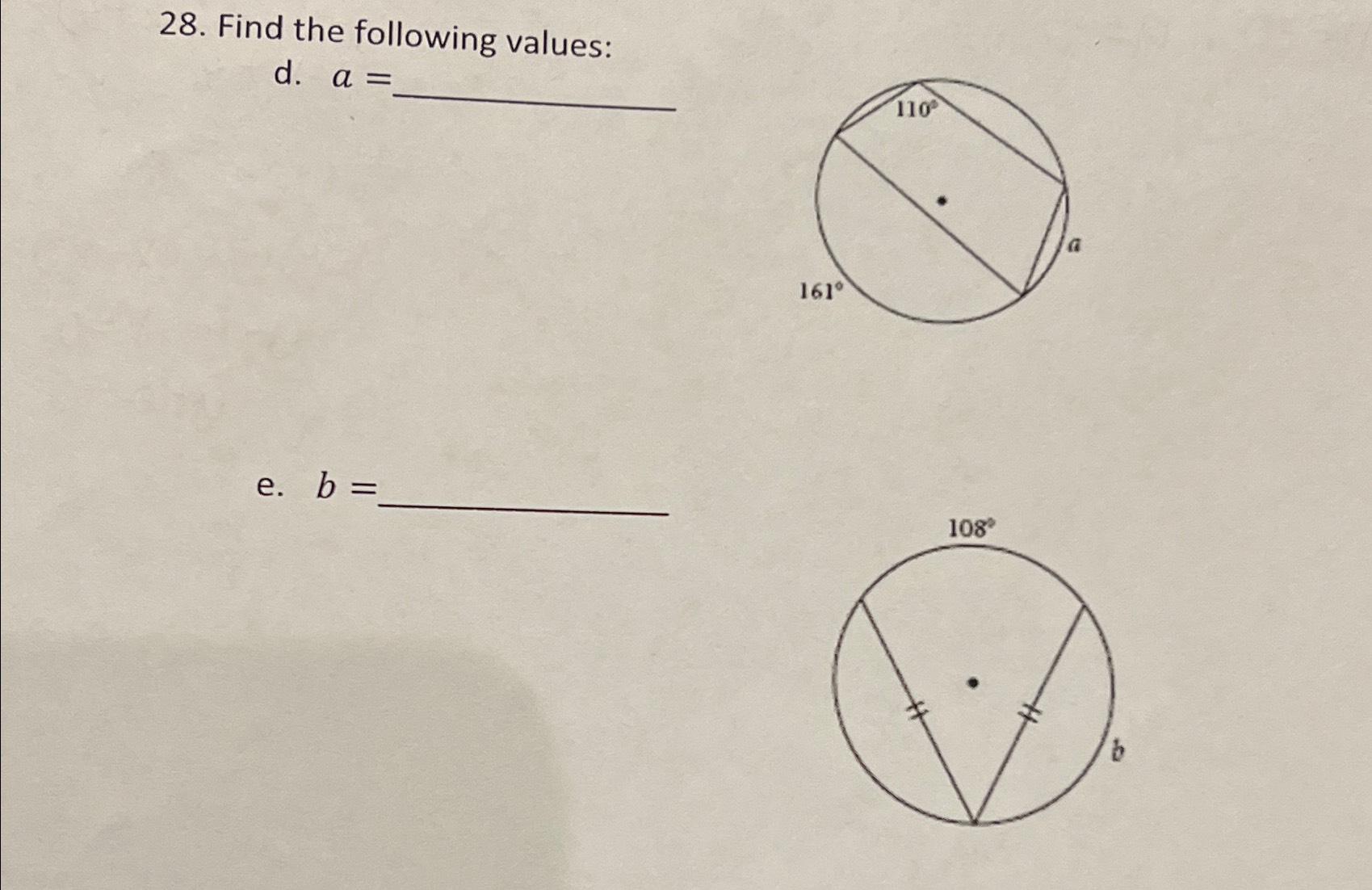 Solved Find the following values:d. a=e. b= | Chegg.com