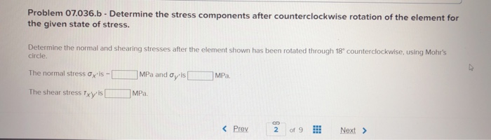 Solved Required information Problem 07.036 - Using Mohr's | Chegg.com