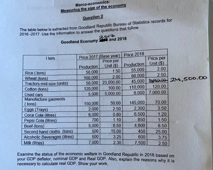Solved Marco-economics: Measuring the size of the economy | Chegg.com