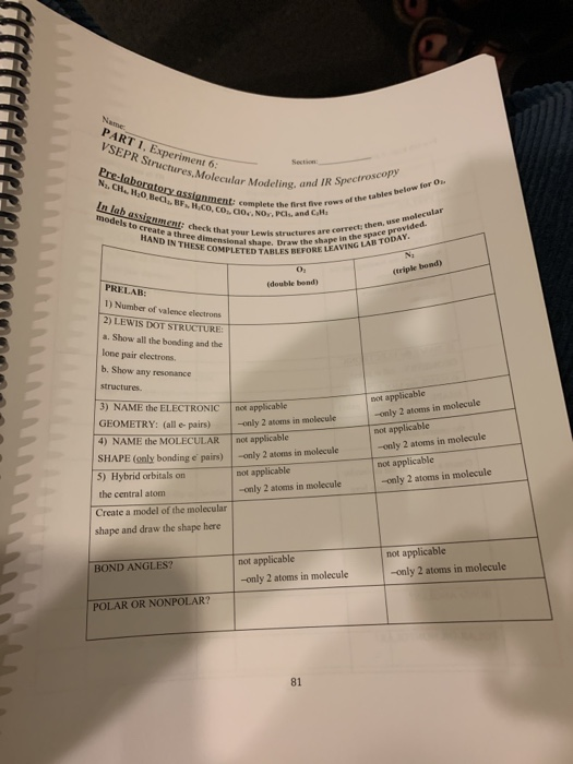 Solved Frrrrroceren Part I Experiment 6 Vsepr Structures