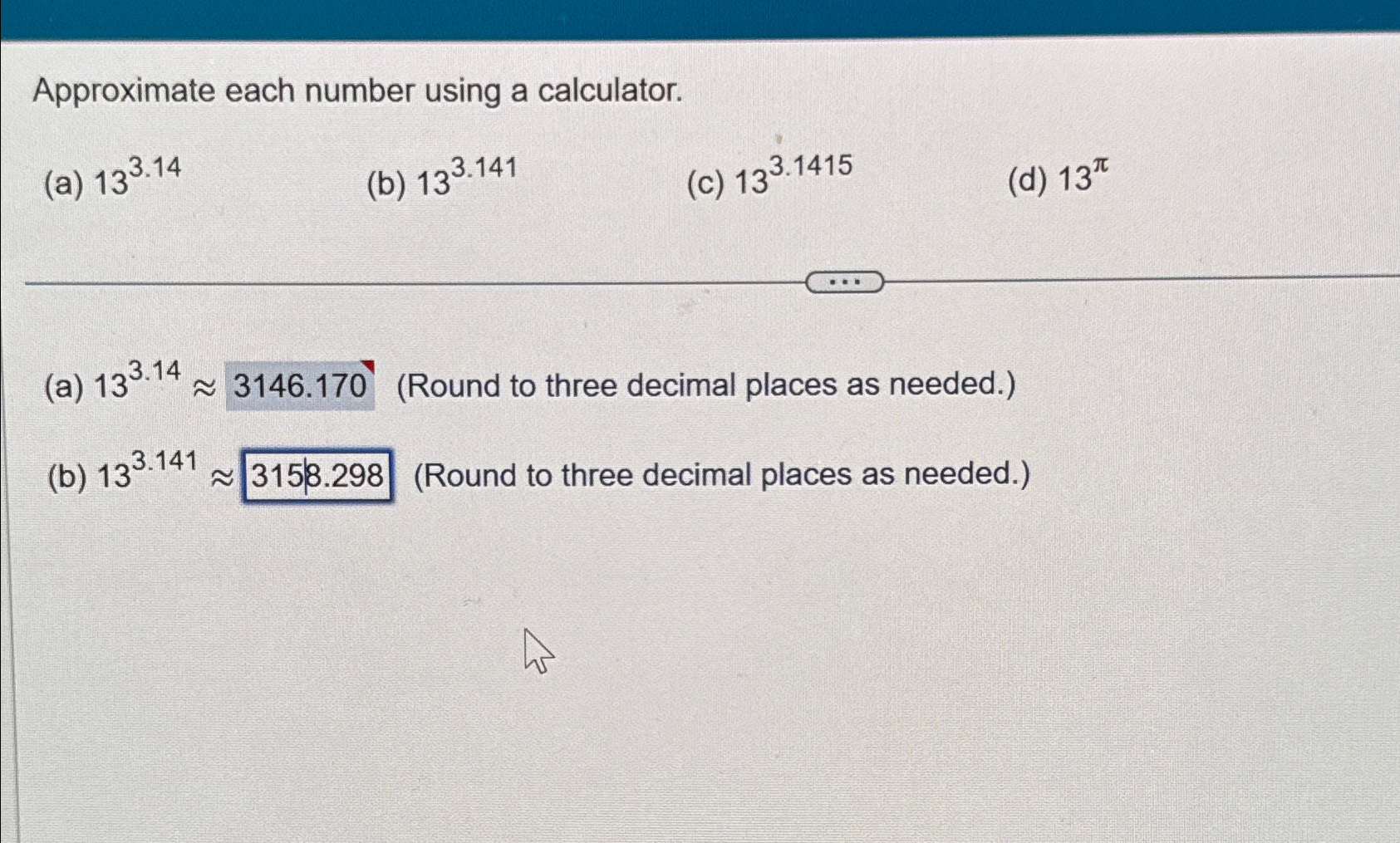 Solved Approximate each number using a | Chegg.com