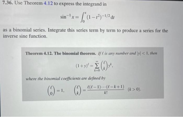 Solved 7.36. Use Theorem 4.12 to express the integrand in = | Chegg.com