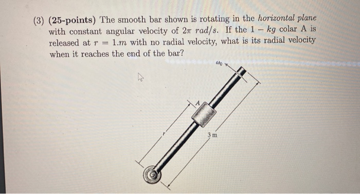 Solved (3) (25-points) The smooth bar shown is rotating in | Chegg.com