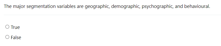 Solved The major segmentation variables are geographic, | Chegg.com