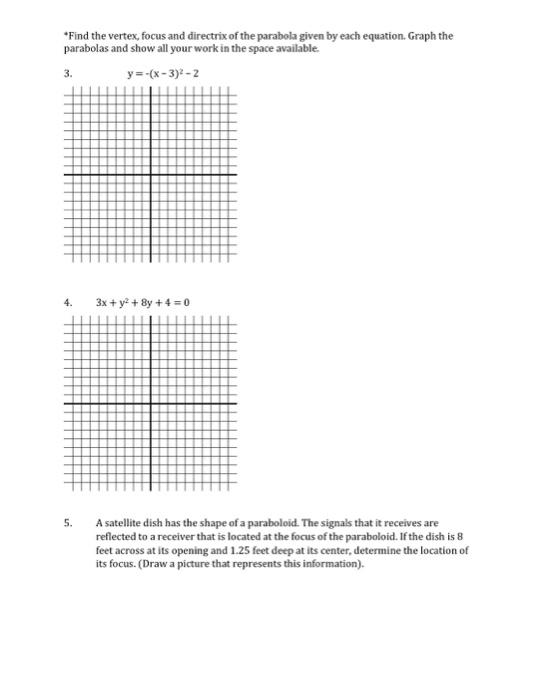 Solved *Find the vertex, focus and directrix of the parabola | Chegg.com