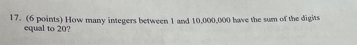 Solved 17. (6 points) How many integers between 1 and | Chegg.com