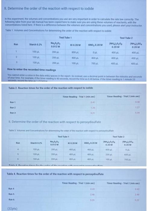 Solved Table 7. Average reaction rate with respect to iodide | Chegg.com