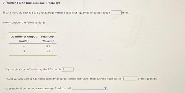 9. Working with Numbers and Graphs Q9 If total | Chegg.com