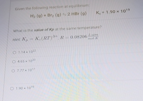 Solved Given the following reaction at | Chegg.com