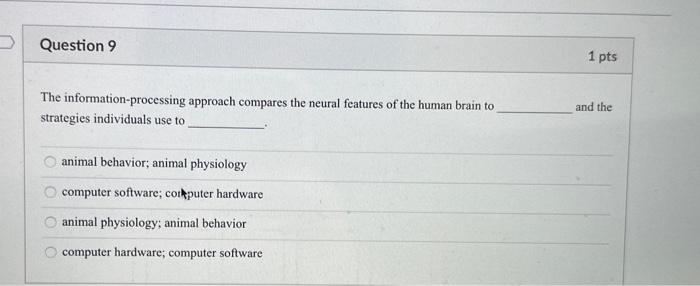 Solved The Information Processing Approach Compares The