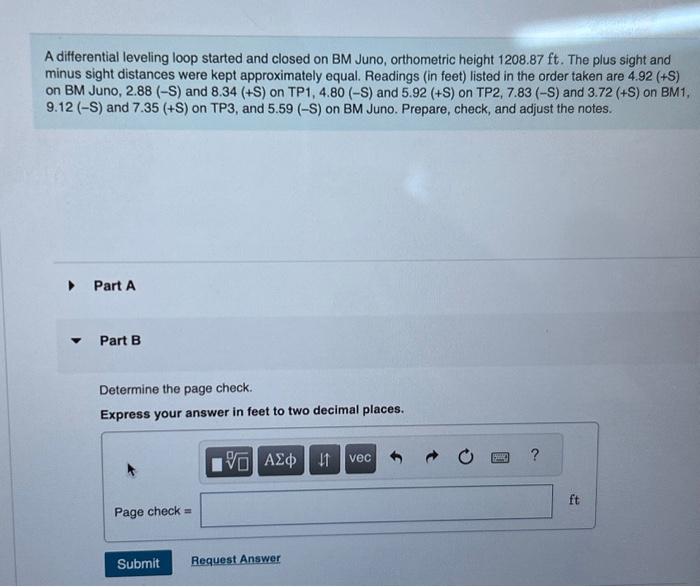 Solved A differential leveling loop started and closed on BM | Chegg.com