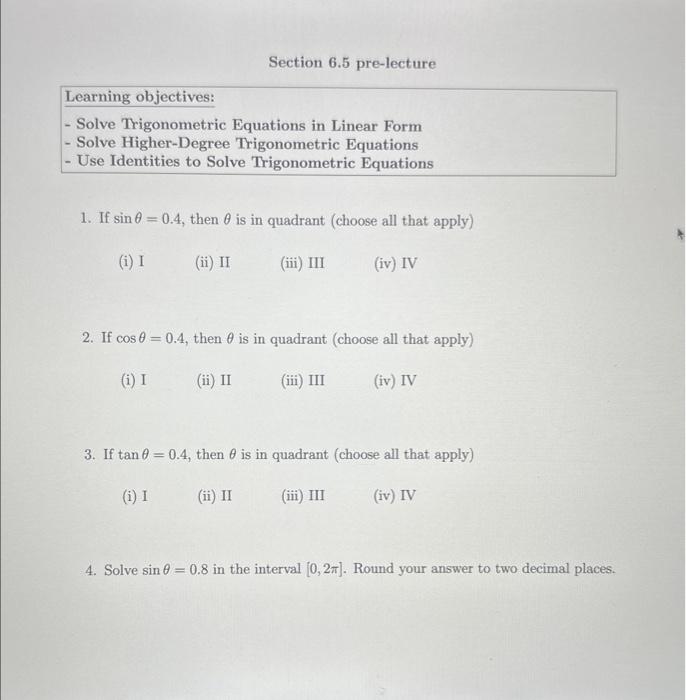 Solved Learning Objectives Solve Trigonometric Equations