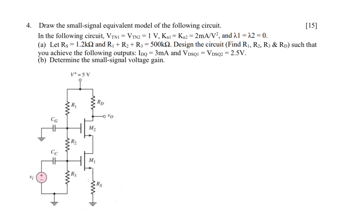 Solved Draw the small-signal equivalent model of the | Chegg.com