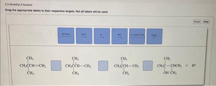 Solved 2,3-dimethyl-2-butanol Drag the appropriate labels to | Chegg.com