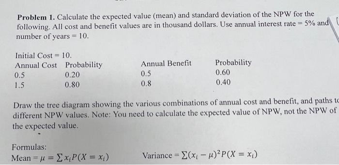Solved Calculate the expected value (mean) and standard | Chegg.com