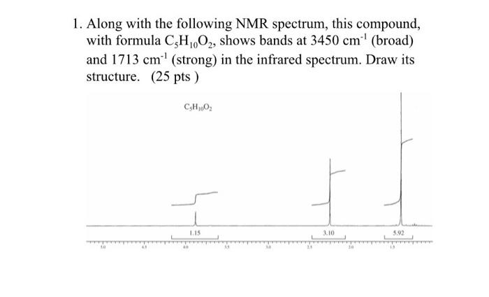 Solved 1. Along with the following NMR spectrum, this | Chegg.com