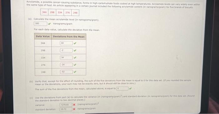 Solved Use the deviations from part (a) to calculate the | Chegg.com