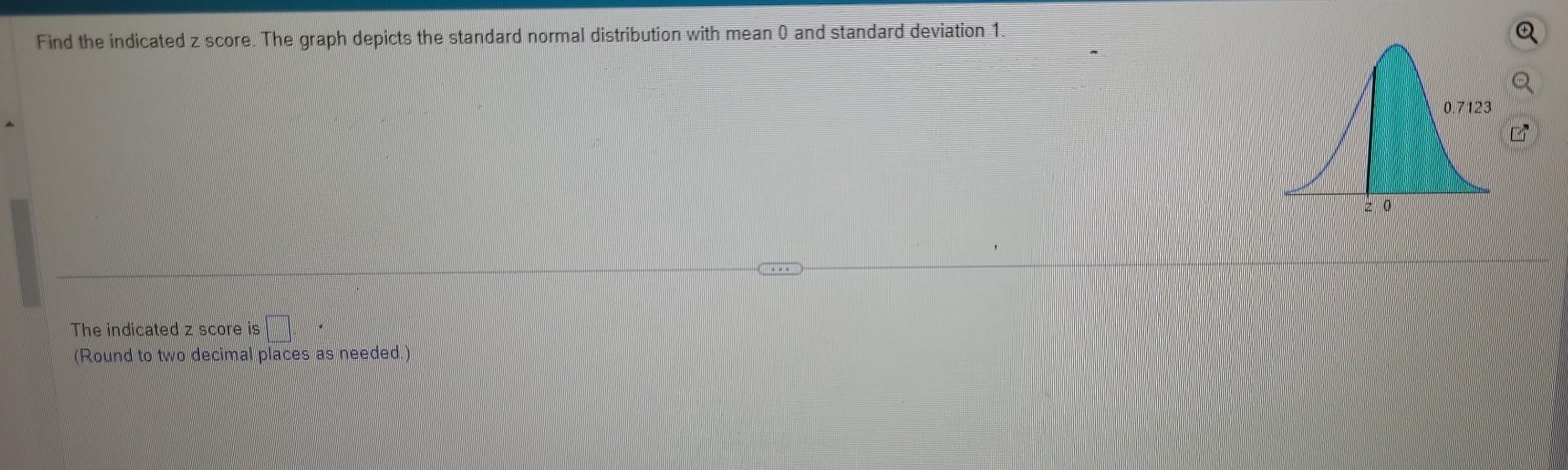 Solved Find the indicated z score. The graph depicts the | Chegg.com