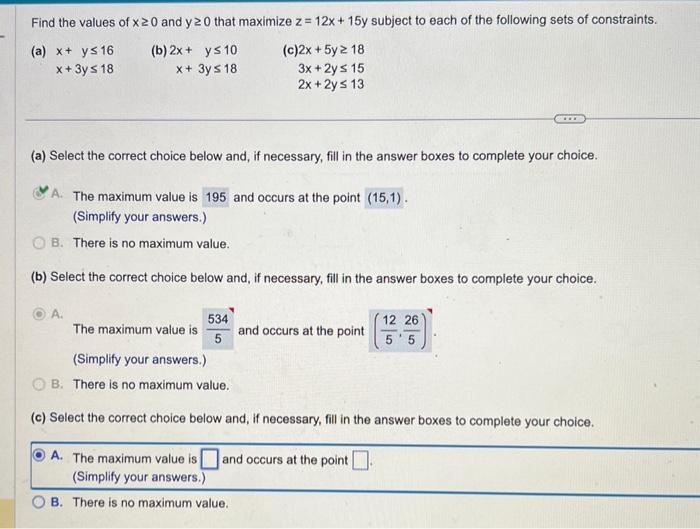 Solved Find the values of x≥0 and y≥0 that maximize | Chegg.com