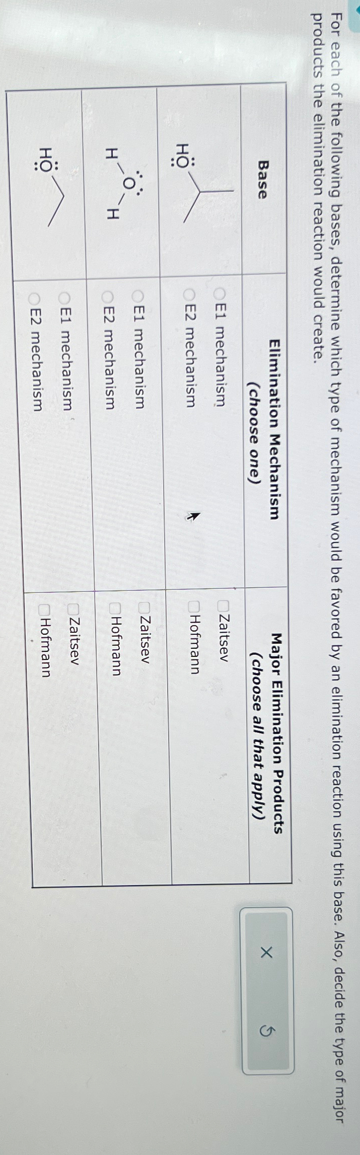 Solved For each of the following bases, determine which type | Chegg.com