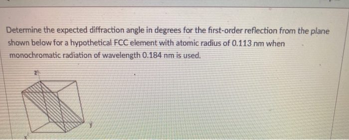 Solved Determine the expected diffraction angle in degrees | Chegg.com