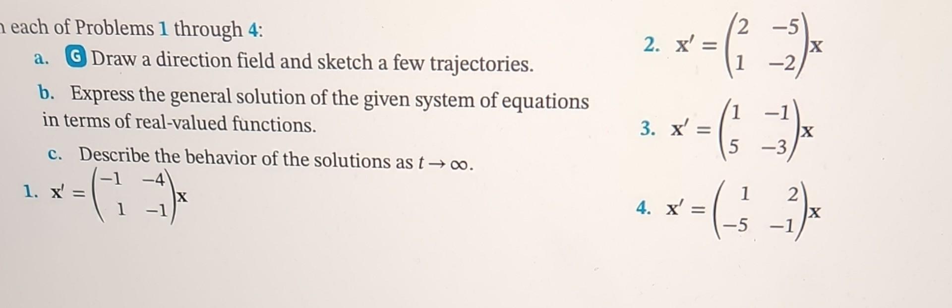Solved Each Of Problems 1 Through 4 A G Draw A Direction