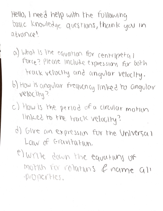 Solved Any help with these basic knowledge questions for | Chegg.com