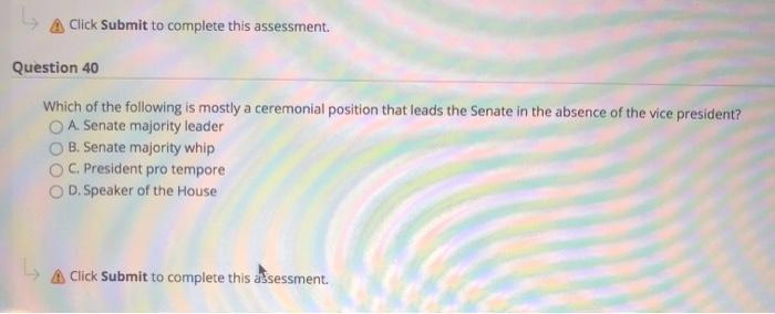 Solved Click Submit to complete this assessment. Question 40 | Chegg.com