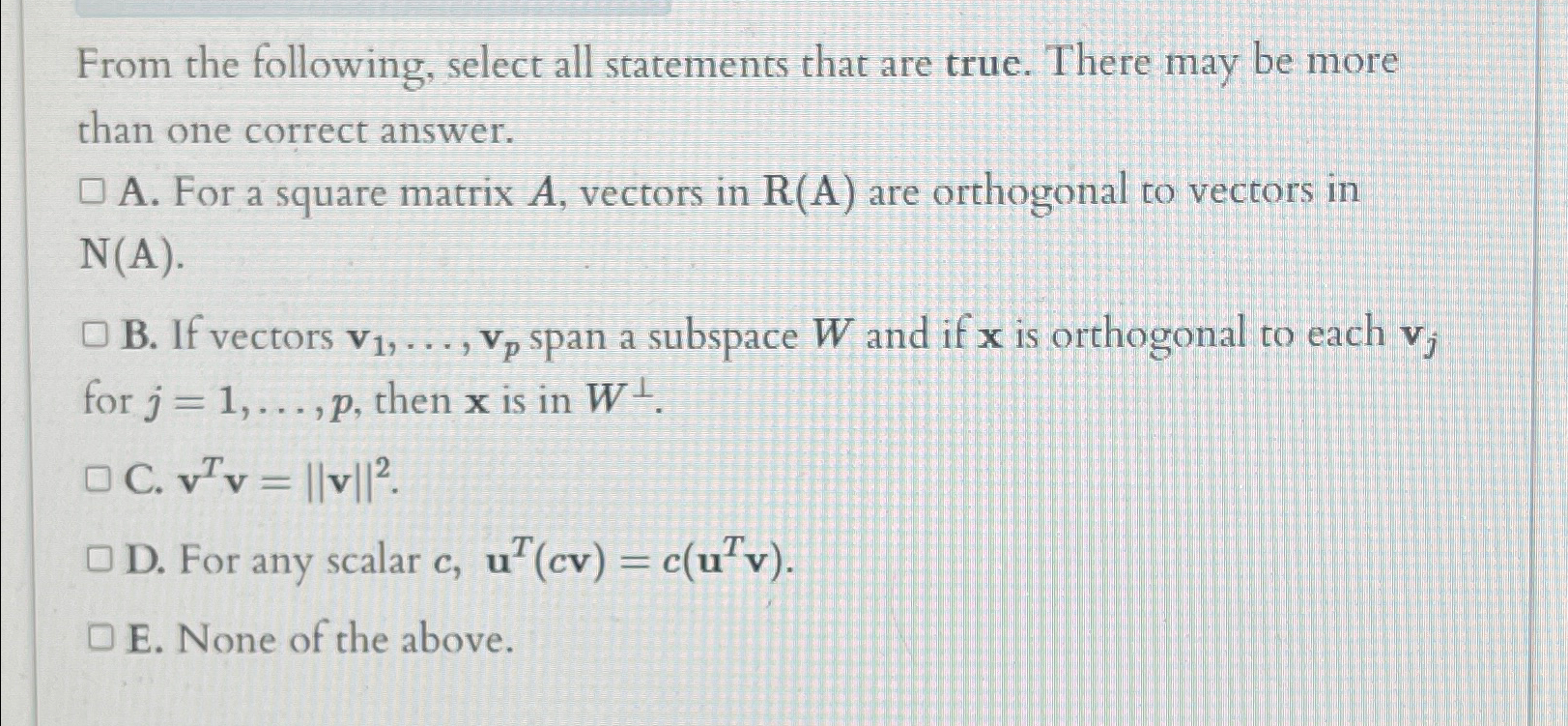 Solved From the following, select all statements that are | Chegg.com