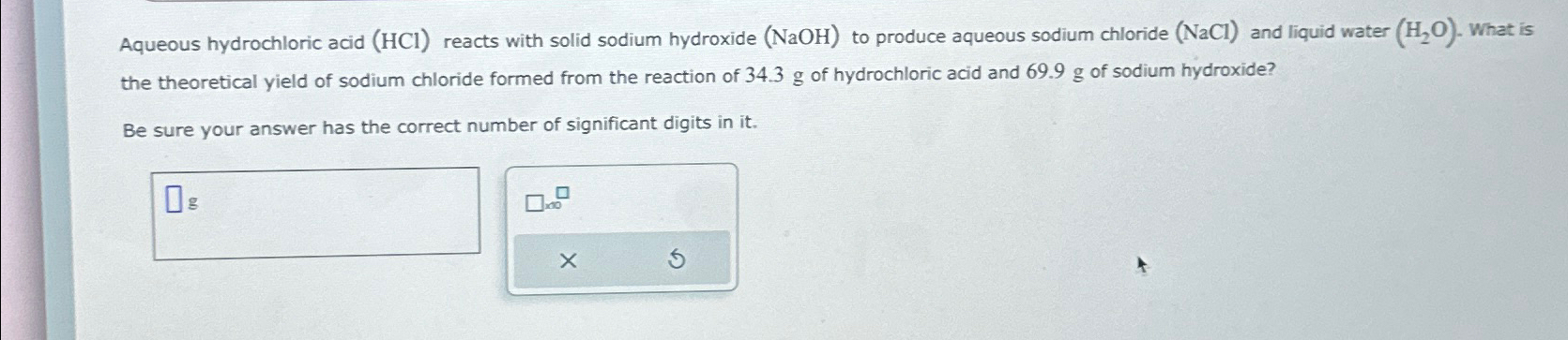 Solved Aqueous hydrochloric acid (HCl) ﻿reacts with solid | Chegg.com