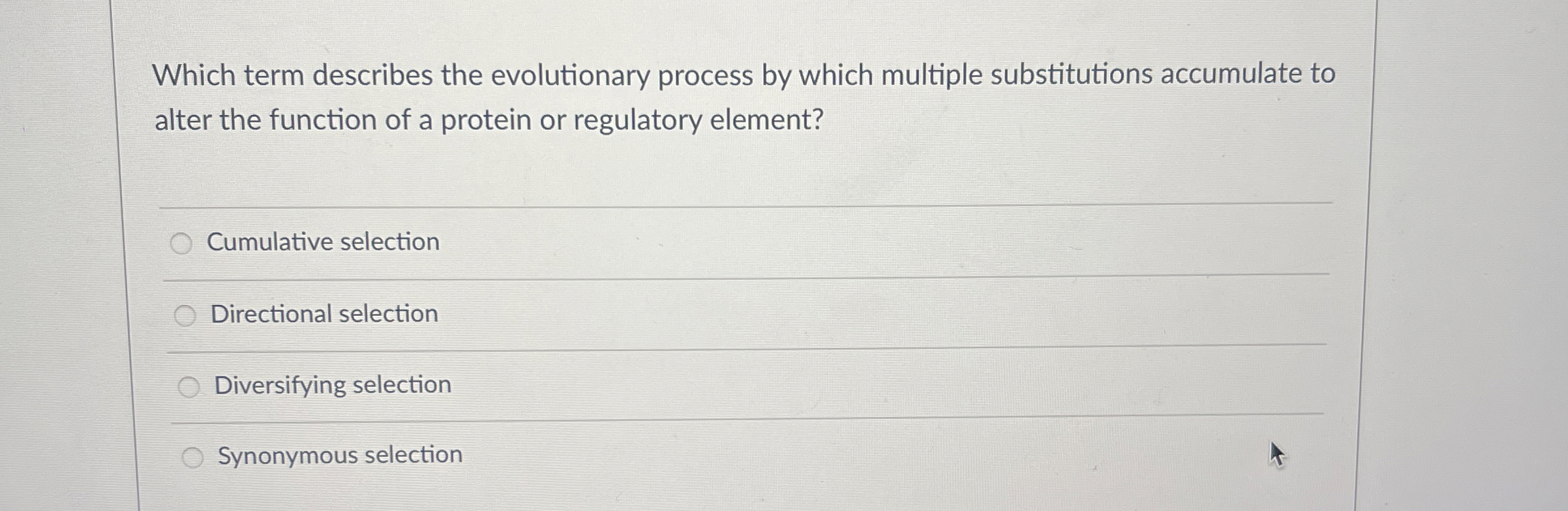 Solved Which term describes the evolutionary process by | Chegg.com