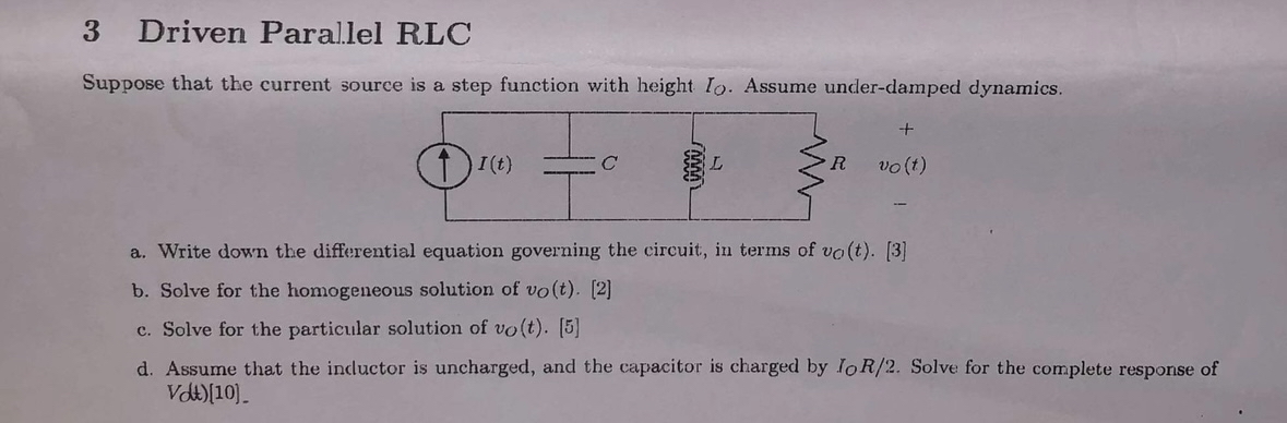 Solved 3 ﻿Driven Parallel RLCSuppose that the current source | Chegg.com